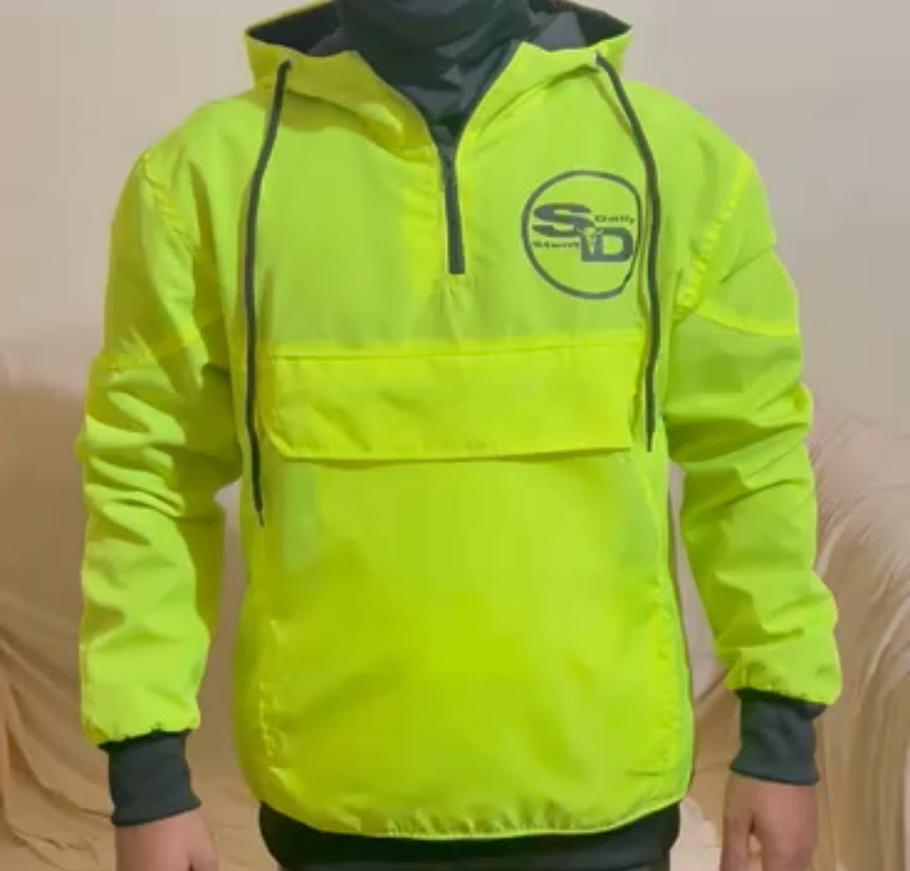 J) windbreaker jacket / highlighter yellow with black – stuntdailyco